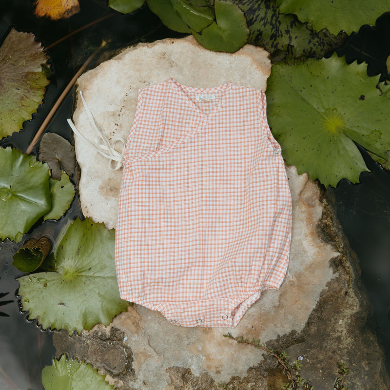 WRAP ONESIE, CANTALOUPE CHEX – Lali