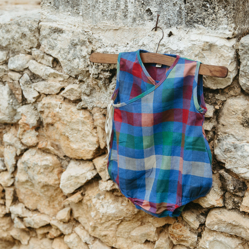 WRAP ONESIE, BIG BLUE CHEX – Lali