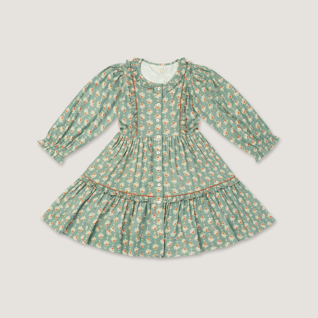 RUFFLE IVY DRESS, FALL BLOCK PRINT – Lali